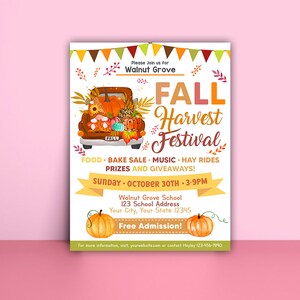 Editable Fall Harvest Festival Flyer, School Church Community Halloween ...