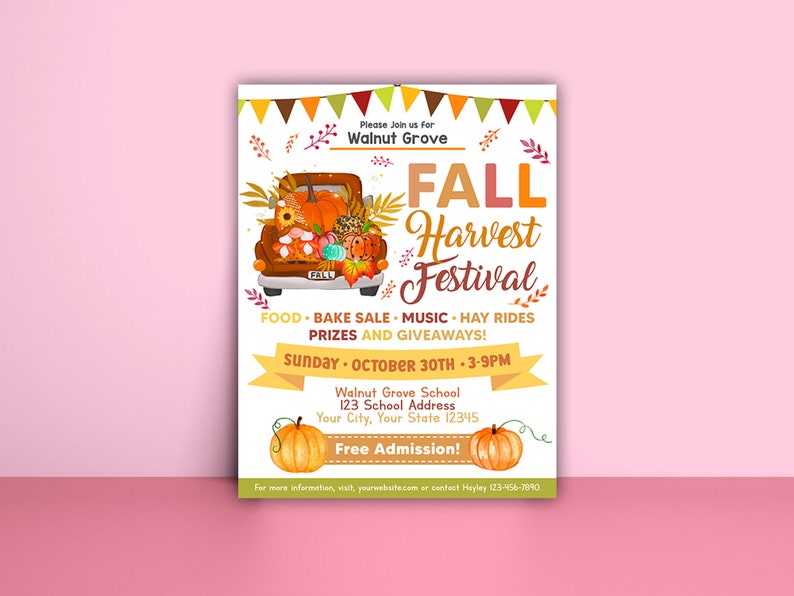Editable Fall Harvest Festival Flyer School Church Community - Etsy