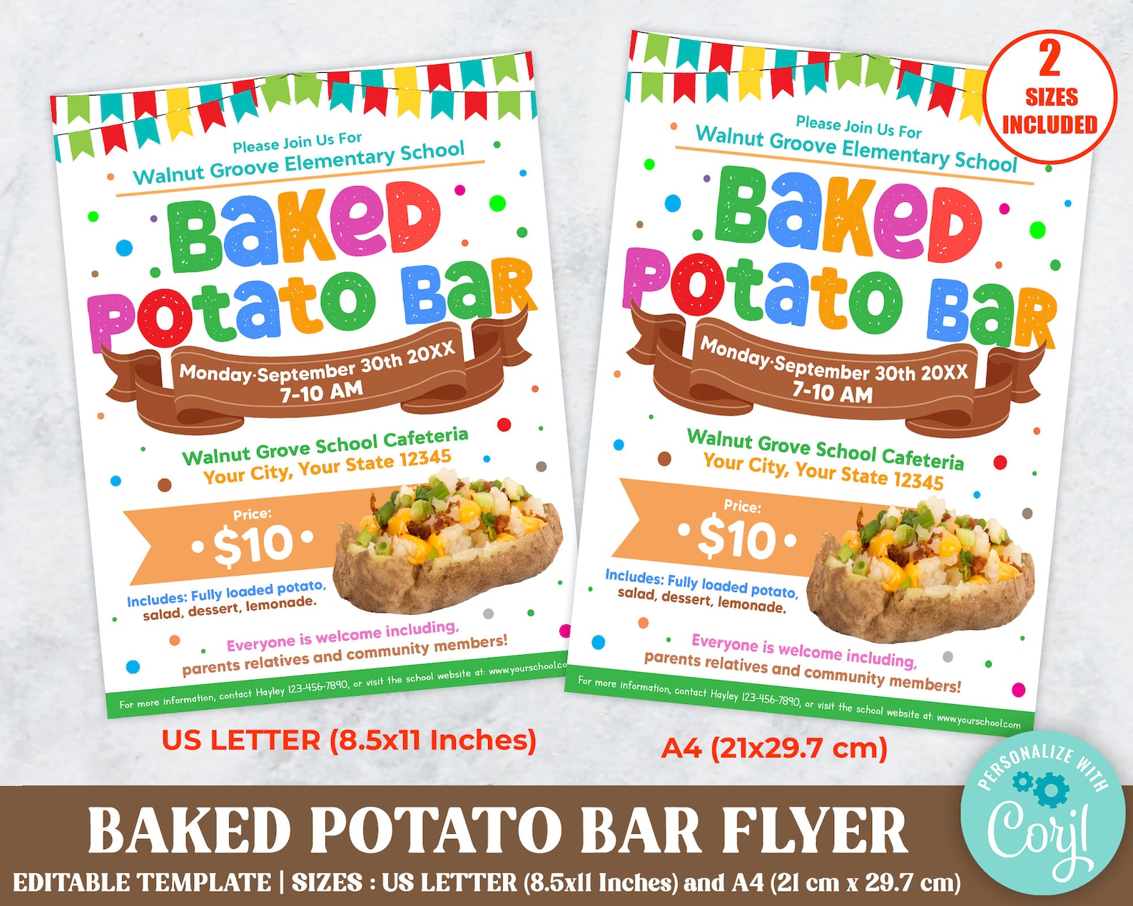 Editable Baked Potato Bar Flyer PTA PTO Fundraiser Flyer - Etsy