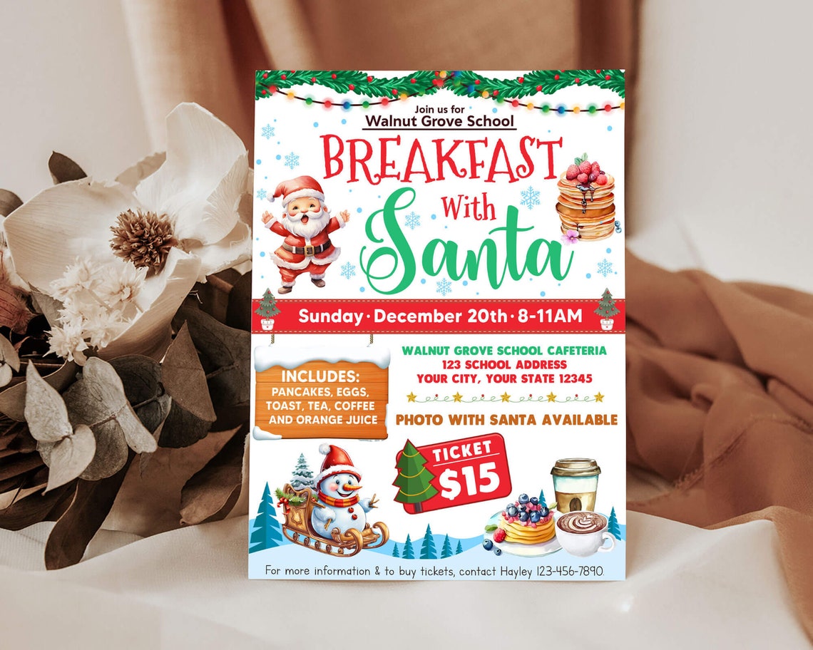 Editable Breakfast With Santa Flyer Template, Meet Santa Flyer ...