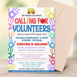 School PTO PTA Volunteer Recruitment Flyer, School Volunteer Flyer ...