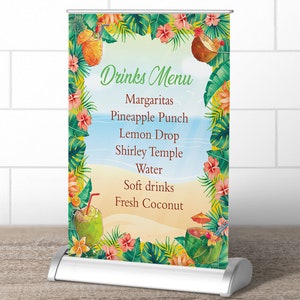 Editable Luau Drink Menu Sign Template, Hawaii Bar Menu Luau Party ...