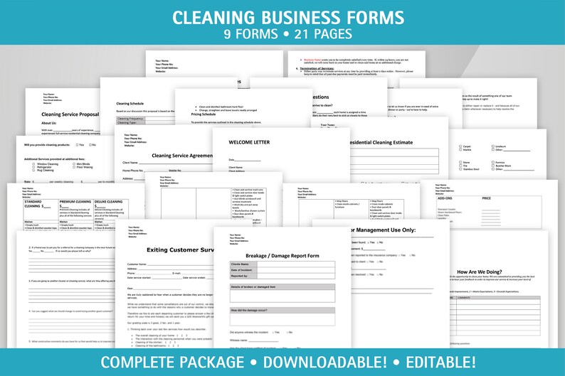 Amazing Cleaning Service Business Forms BUNDLE Cleaning - Etsy