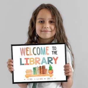 Printable Welcome Library School Sign PDF, Classroom Decor, School ...