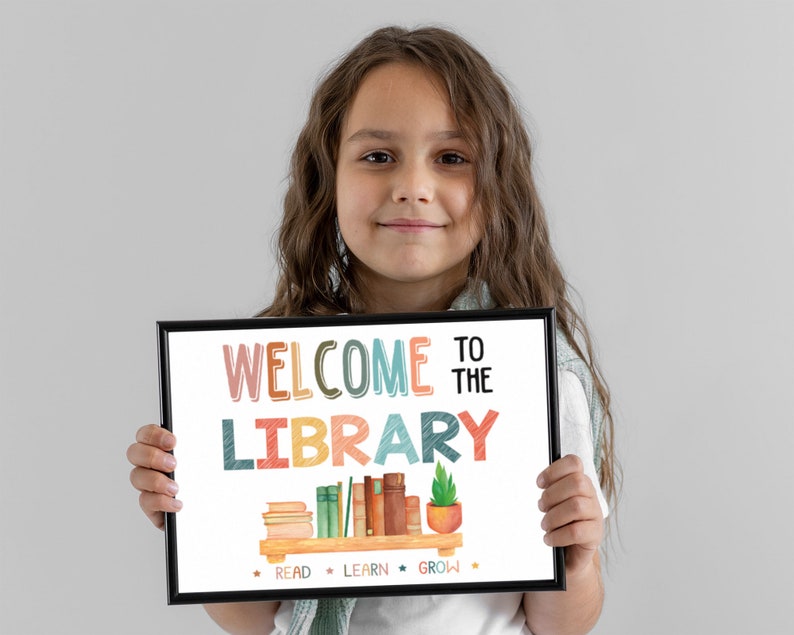 Printable Welcome Library School Sign PDF Classroom Decor - Etsy