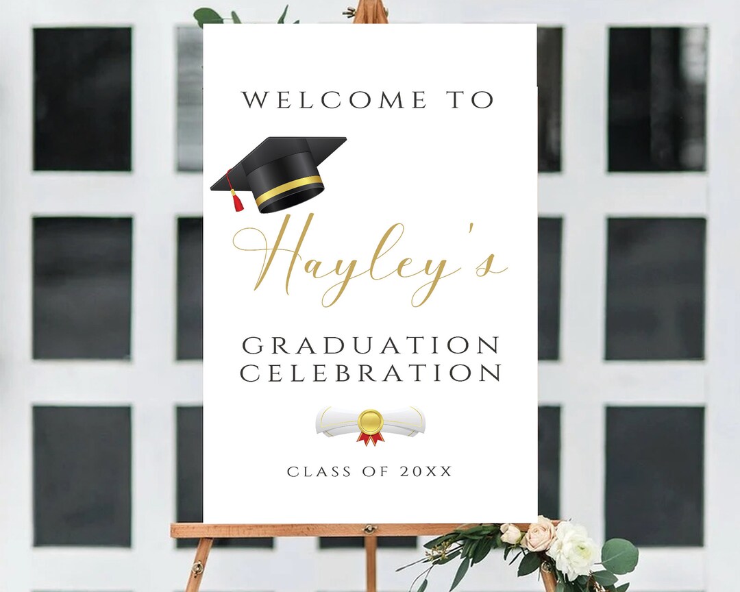 Grad Party Welcome Sign Graduation Welcome Poster Minimalist - Etsy