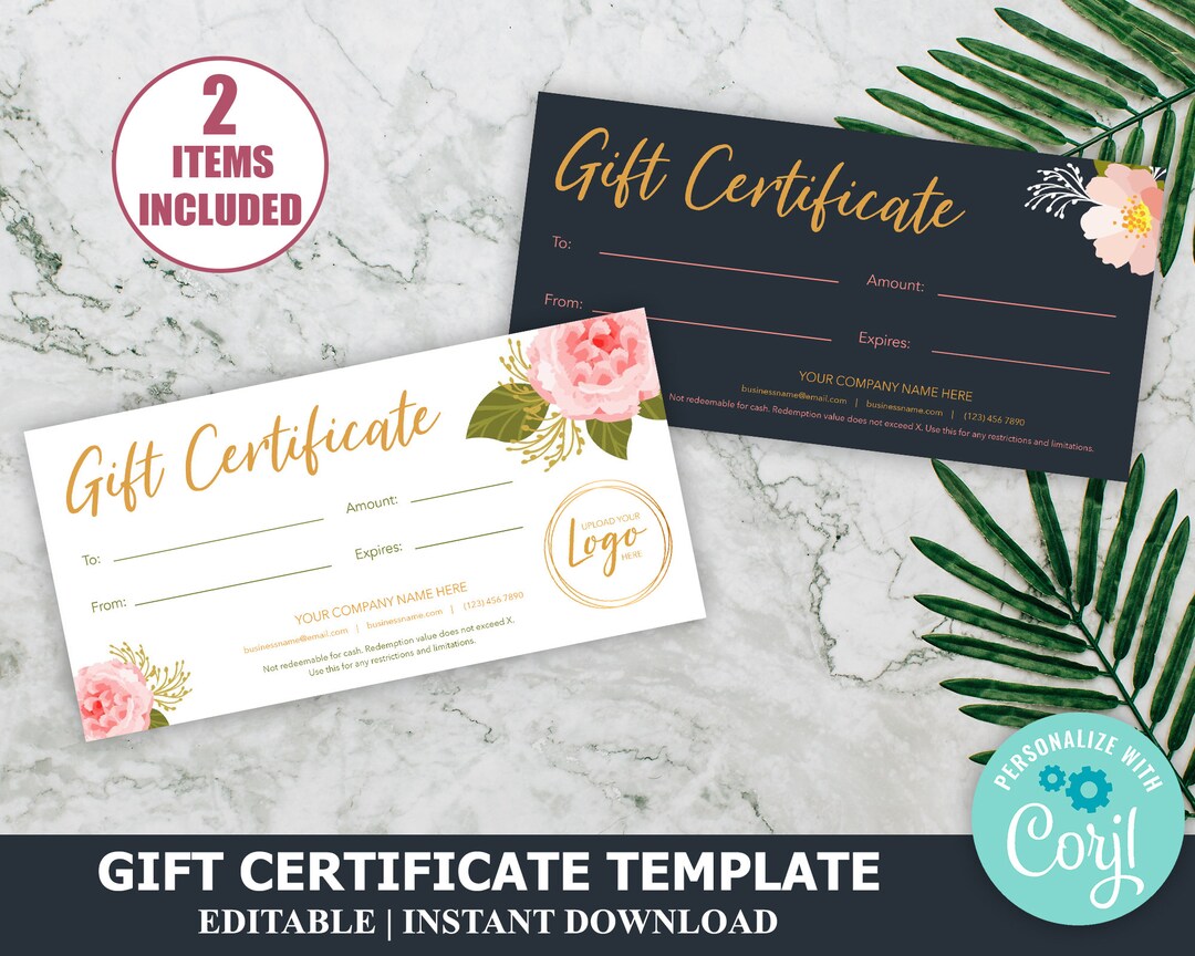 Gift Voucher Template, Gift Certificate Template With Logo - Etsy