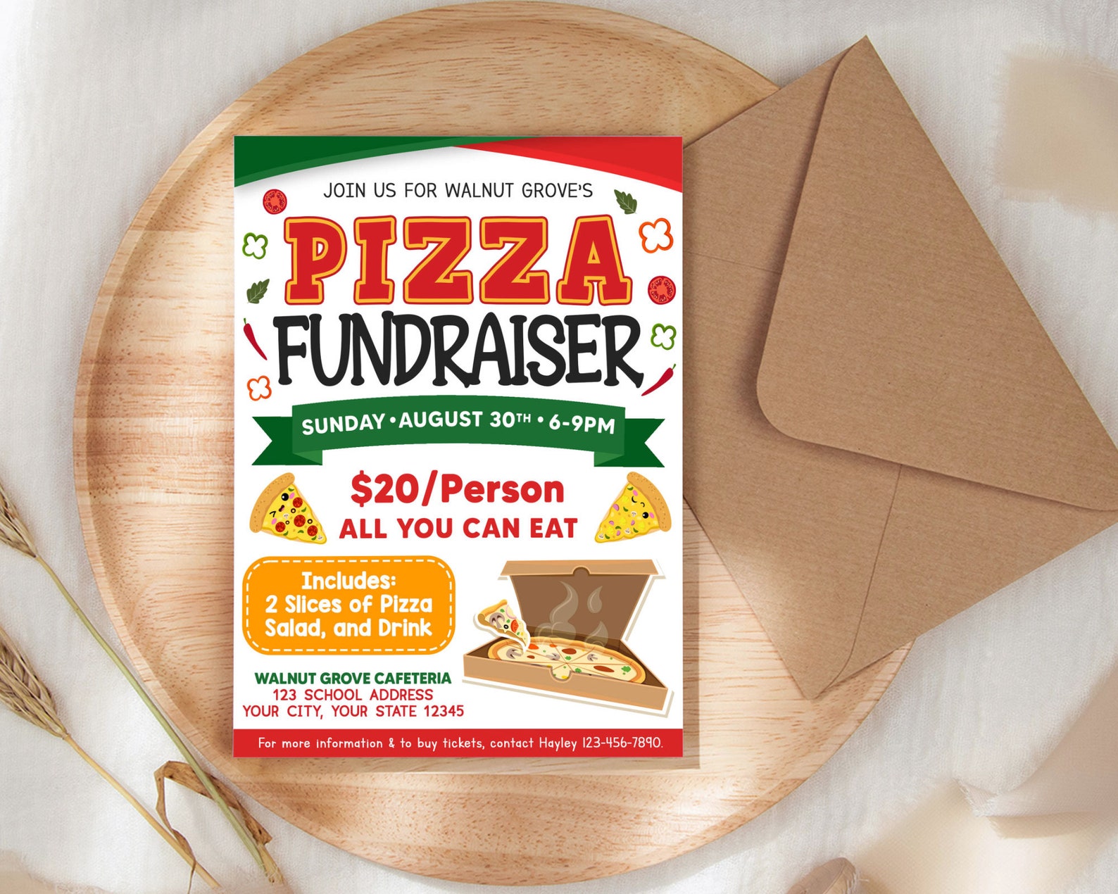 Editable Pizza Fundraiser Flyer Template, School Event Flyer Template ...