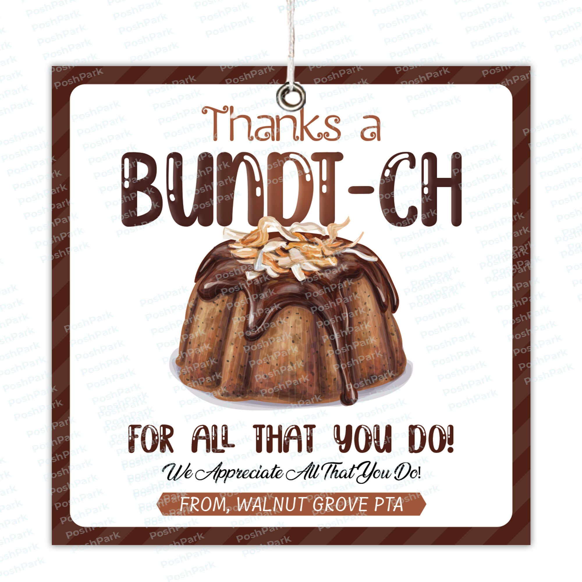 Editable Bundt Cake Tag Thanks a BUNDT-CH for All That You - Etsy