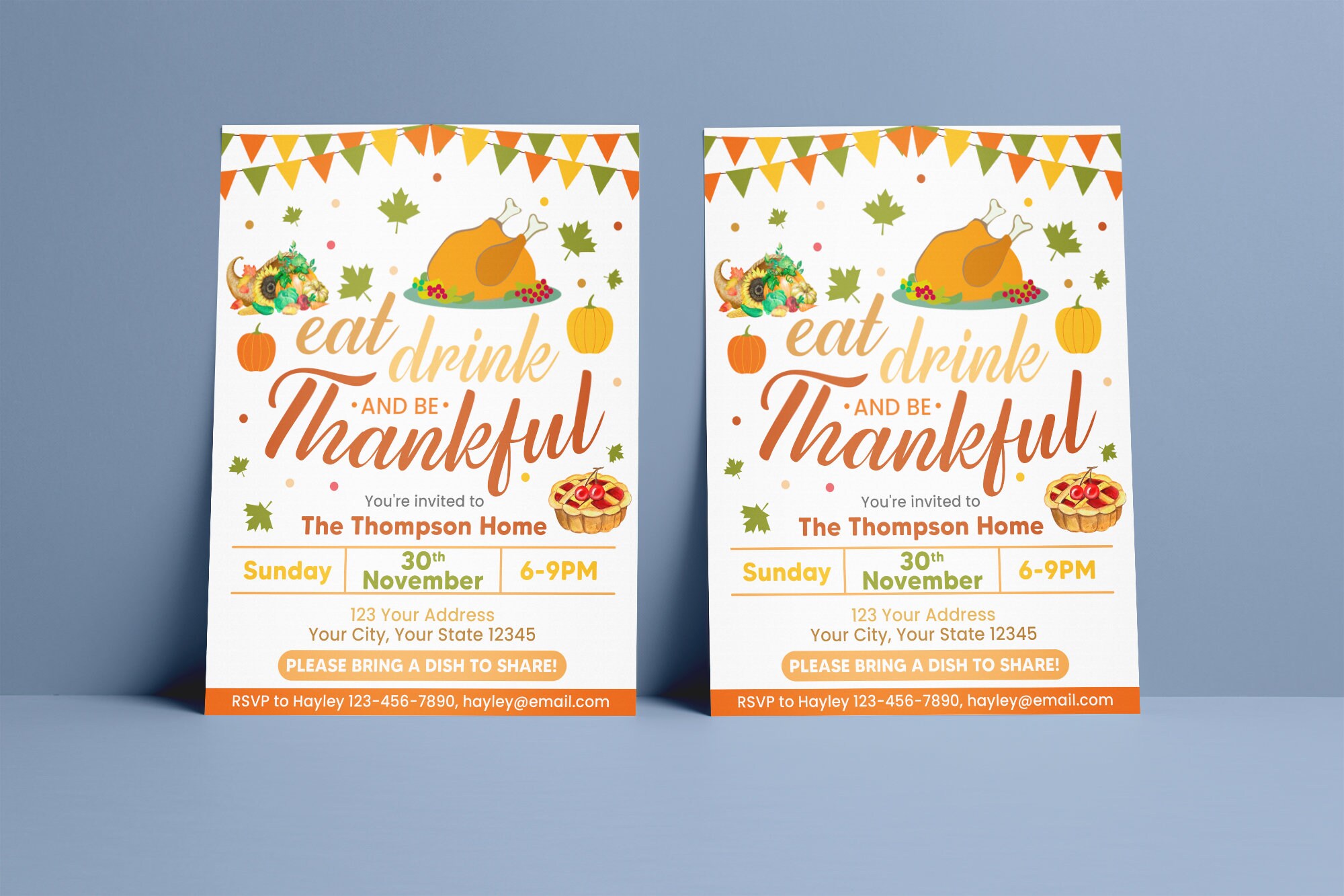 Editable Thanksgiving Invitation, Friendsgiving Invite Flyer, Turkey ...