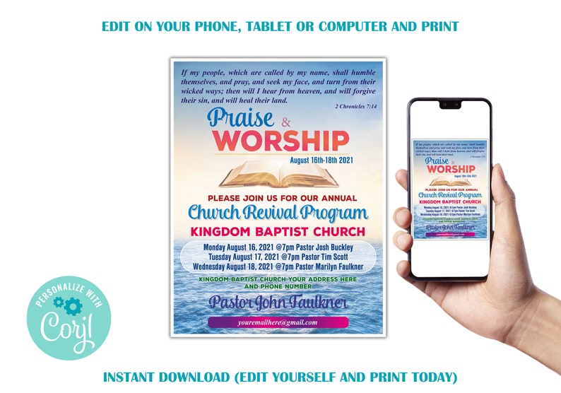 Editable Church Flyer Printable Church Event Flyer - Etsy
