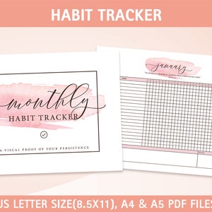 Minimalist 30 Day Habit Tracker, Printable Monthly Habit Tracker, Cute ...
