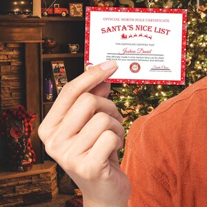 Downloadable Mini Christmas Nice List Certificate From Santa, Red White ...