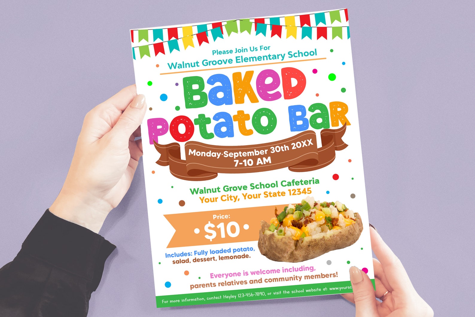 Editable Baked Potato Bar Flyer PTA PTO Fundraiser Flyer - Etsy