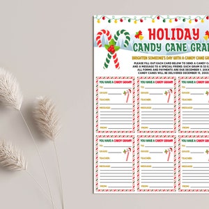 Editable Candy Cane Gram Flyer Template, Holiday Candy Cane Printable ...