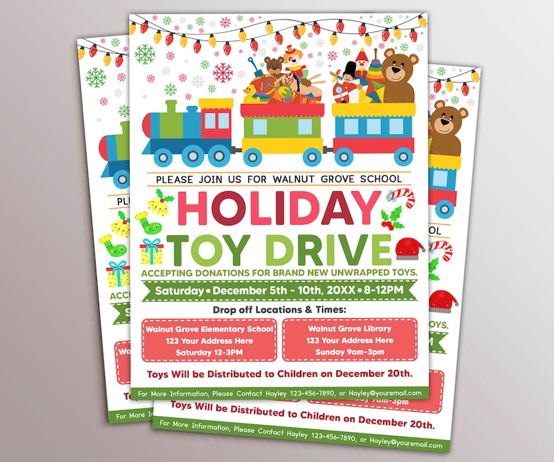 Editable Holiday Toy Drive Flyer Template Printable Toy Drive - Etsy