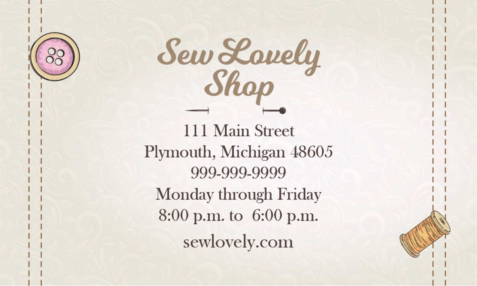 Sewing Business Card Template Tailor Seamstress Crafter | Etsy