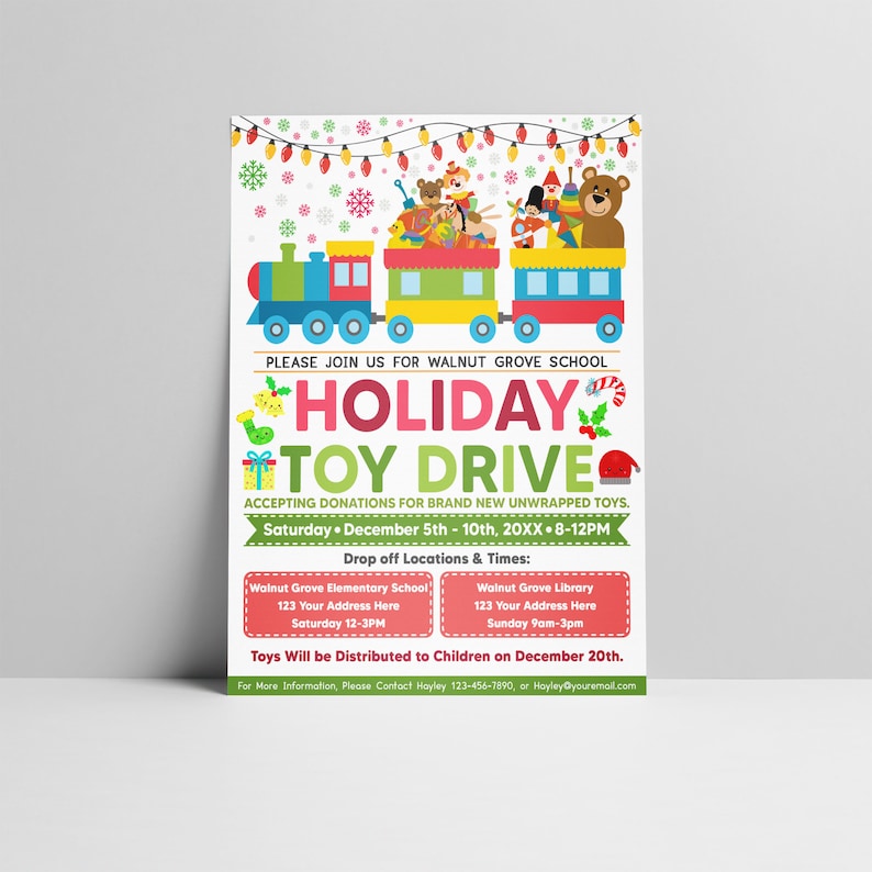 Editable Holiday Toy Drive Flyer Template Printable Toy Drive - Etsy