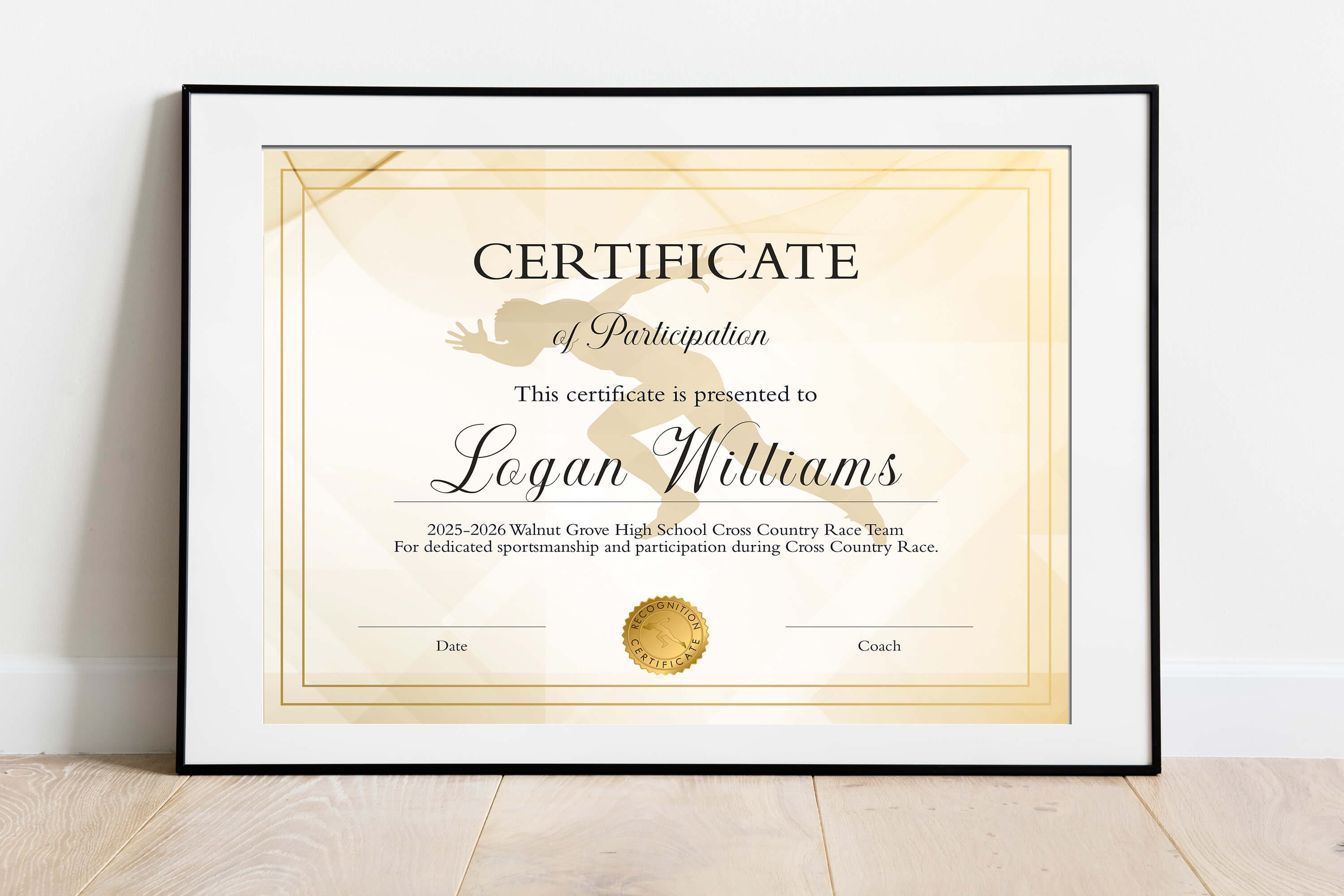 Editable Cross Country Running Award Certificate Template for - Etsy