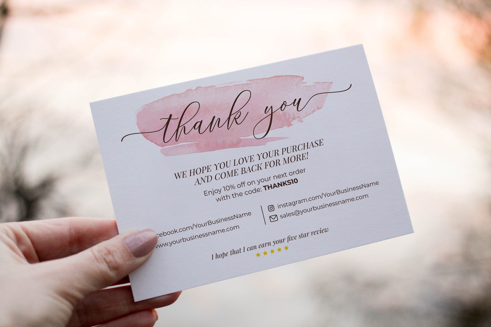 Square Business Thank You Card Template Printable Fully | Etsy