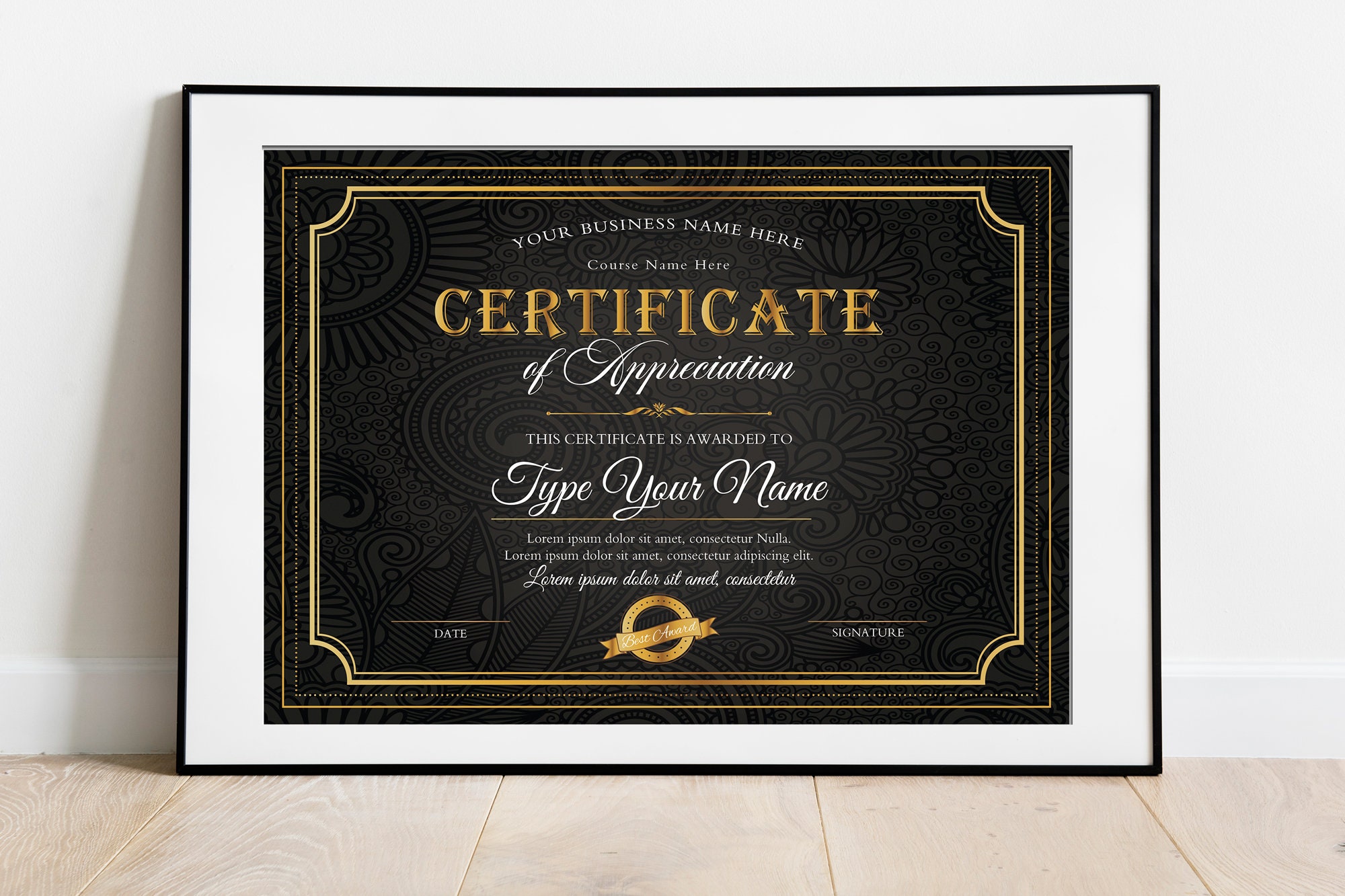 Editable Certificate of Appreciation Gold and Black Custom - Etsy Schweiz