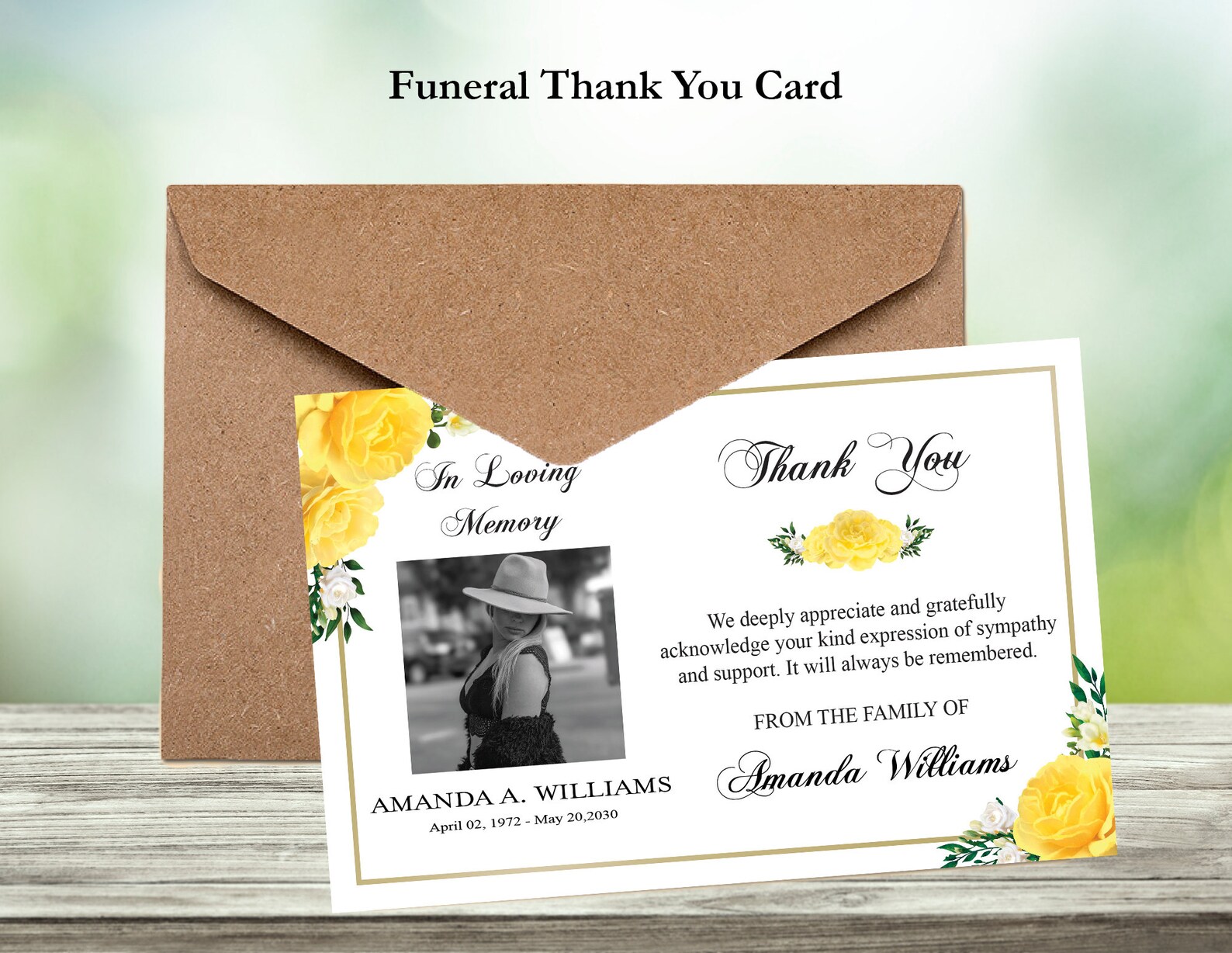 9 Piece Funeral Program Template Bundle Yellow Rose | Thank You Card ...