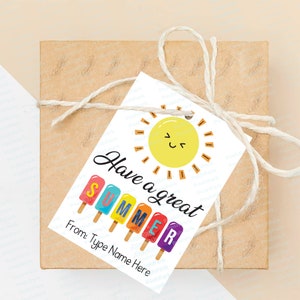 EDITABLE Summer Gift Tag, Have a Great Summer Tag From Teacher, Cute ...
