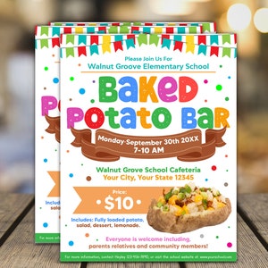 Editable Baked Potato Bar Flyer, PTA PTO Fundraiser Flyer, School ...