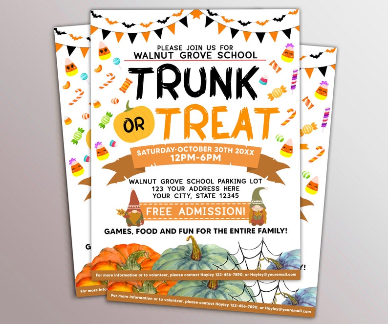 Editable Trunk or Treat Invite, School Neighborhood Church Trunk or ...