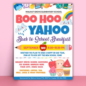 Editable Boo Hoo Breakfast Invite, Back to School Breakfast Flyer ...