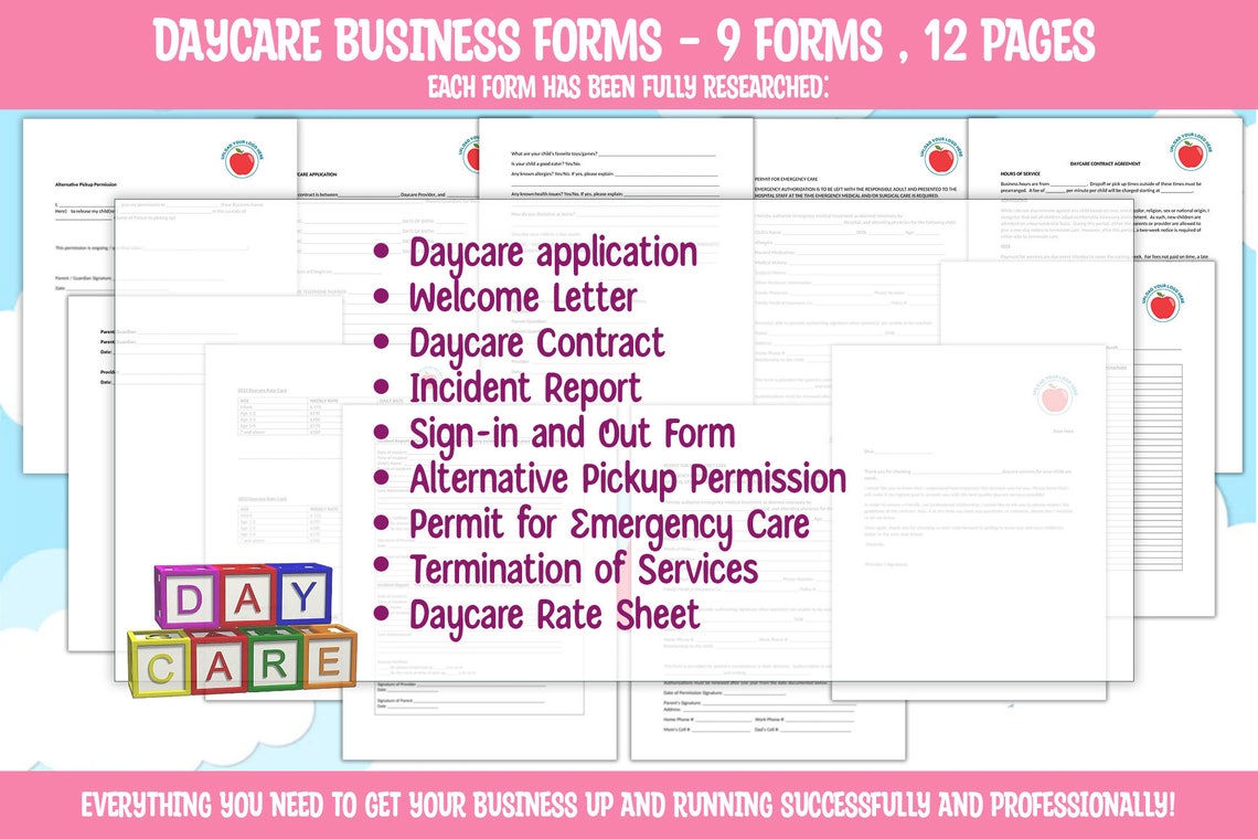 Amazing Daycare Business Forms BUNDLE Daycare Provider - Etsy