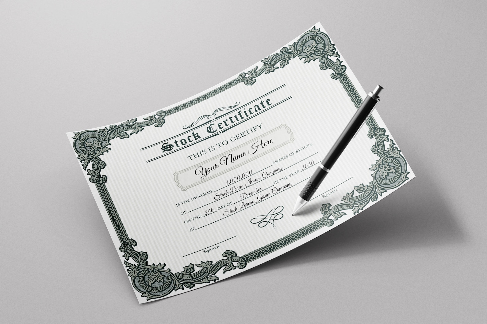 EDITABLE Stock Certificate Template, DIY Certificate of Stock ...