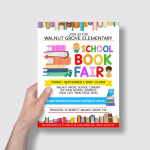 EDITABLE Book Fair Flyer Template, Colorful School Fundraiser Flyer ...