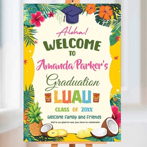 Editable Luau Graduation Welcome Sign 2023 Template, Tropical ...