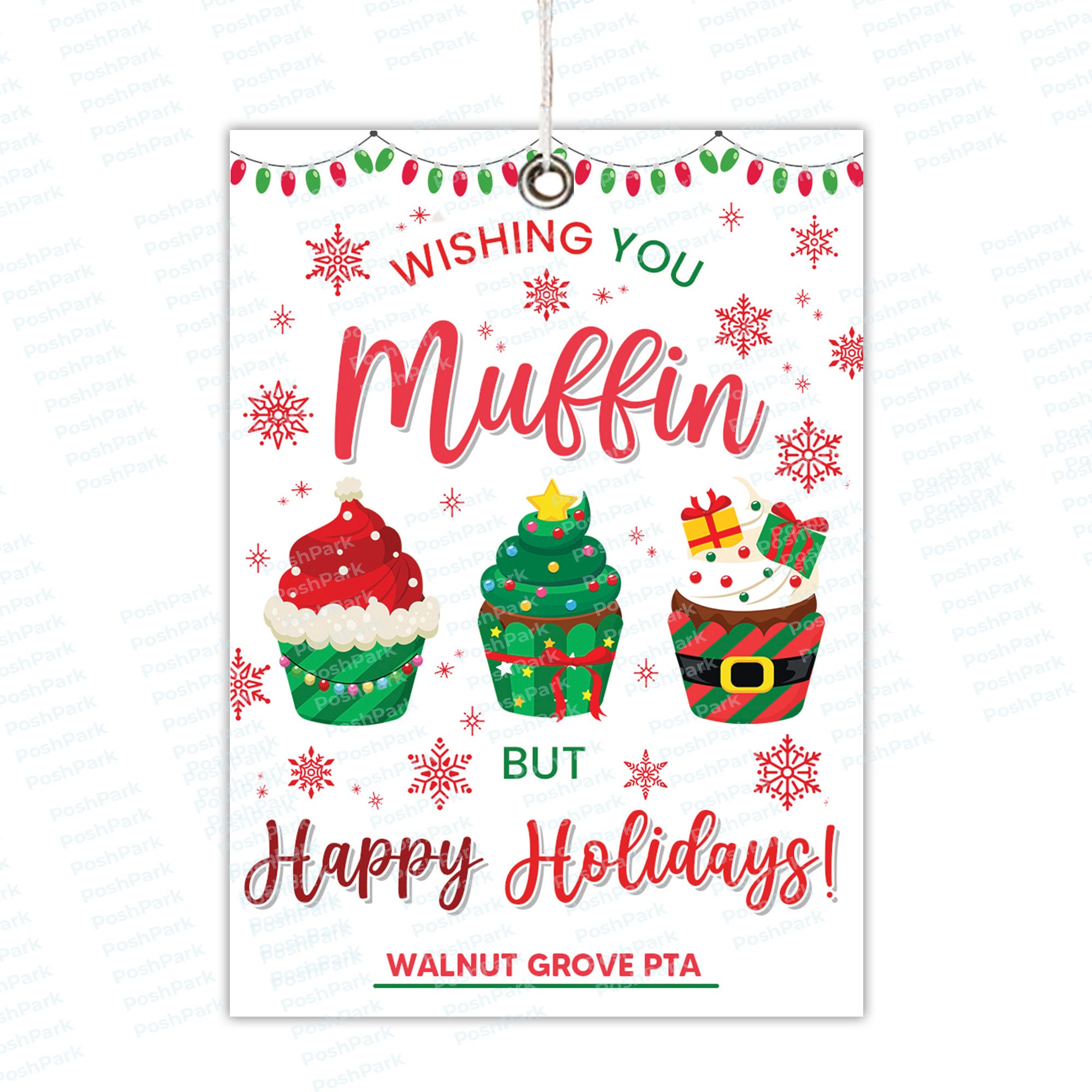 Editable Christmas Holiday Gift Tags, Wishing You Muffin Holiday Tag ...
