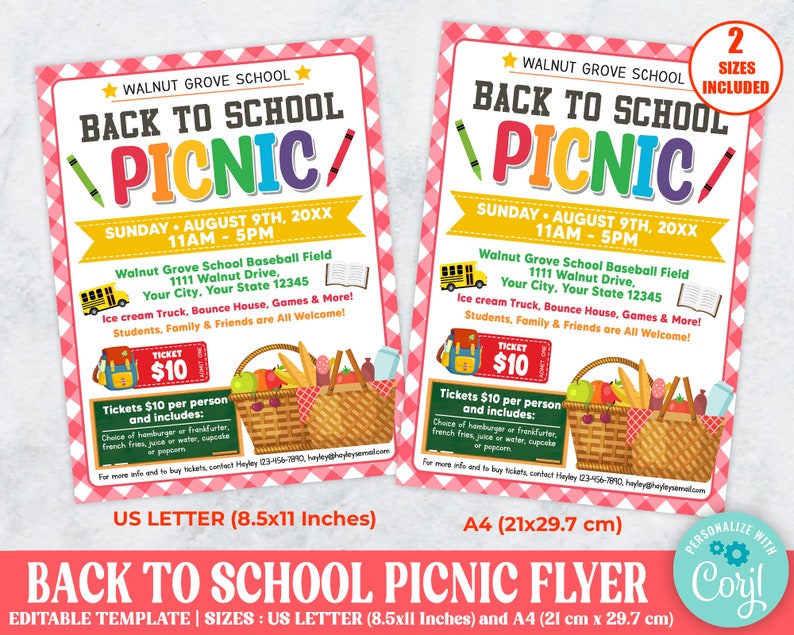 Editable Back to School Picnic Flyer Template, Meet Your Teacher Invite ...