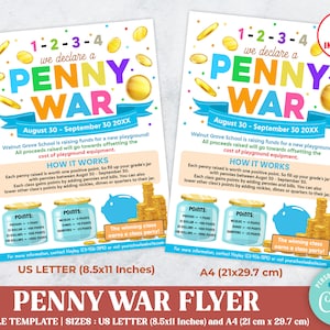 Editable Penny War Fundraiser Flyer, Church Nonprofit PTO PTA Event ...