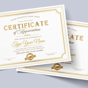 DIY Certificate of Appreciation Bundle, Gold and Black Custom Award ...
