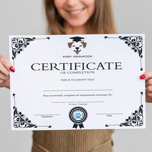 PRINTABLE Blank PDF, Puppy Dog Graduation Certificate Template, Puppy ...