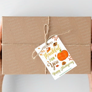 Printable Grateful Thankful for You Thanksgiving Gift Tags, PDF Fall ...
