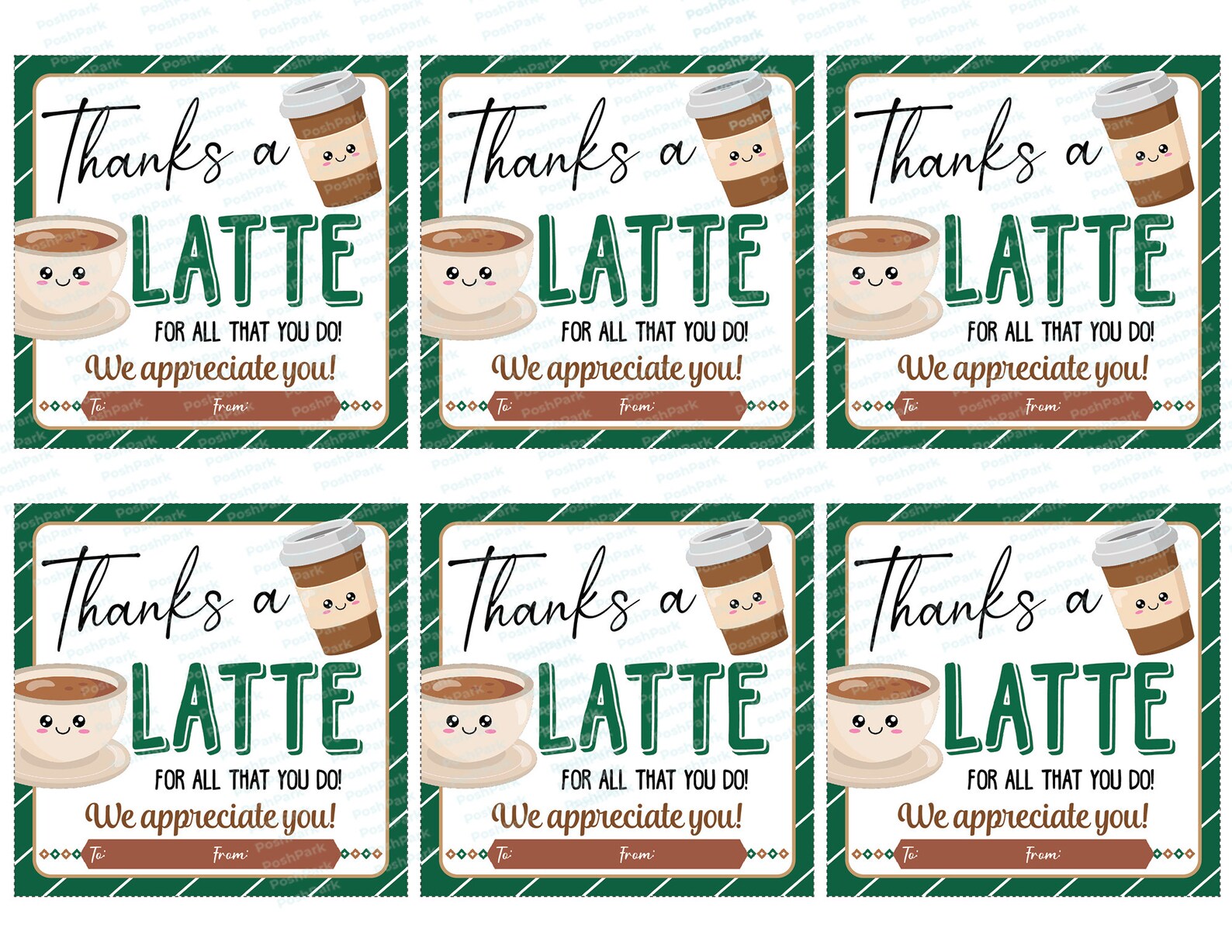 PDF Thanks A Latte Tag Download Staff Appreciation Tags - Etsy