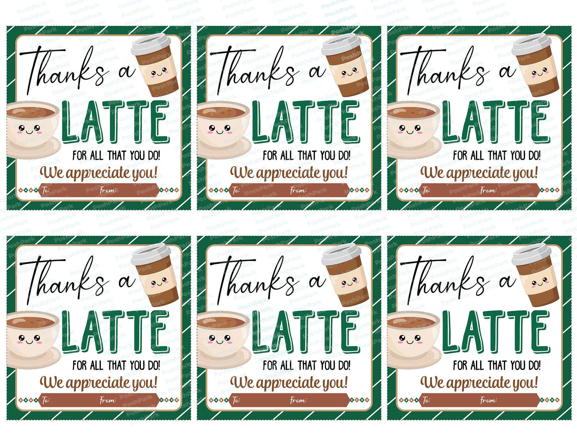 PDF Thanks A Latte Tag Download Staff Appreciation Tags - Etsy