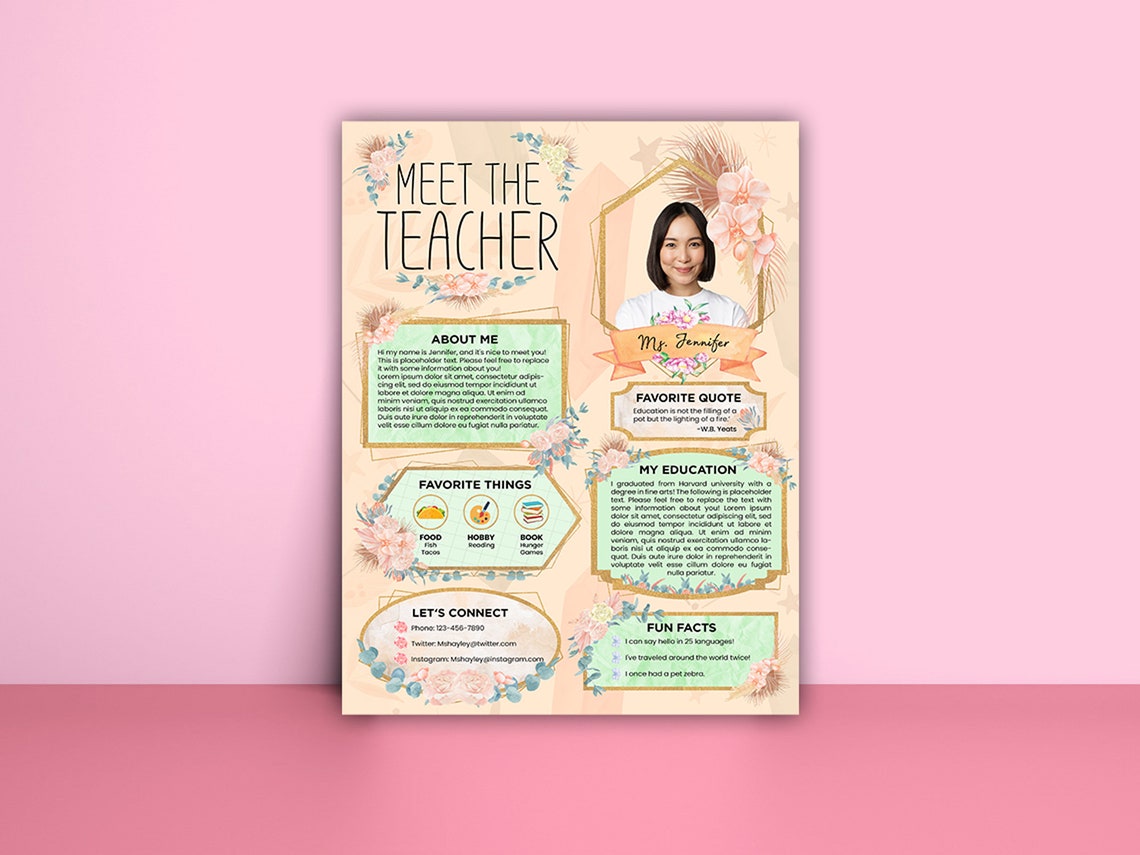 Editable Meet the Teacher Boho Template, Meet the Teacher Editable With ...