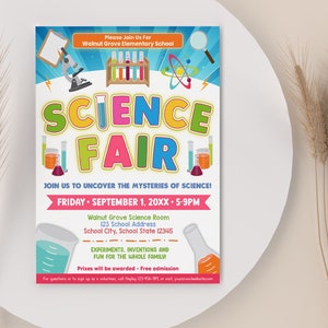 Editable Science Fair Flyer, School Academic Festival Flyer, PTO PTA ...