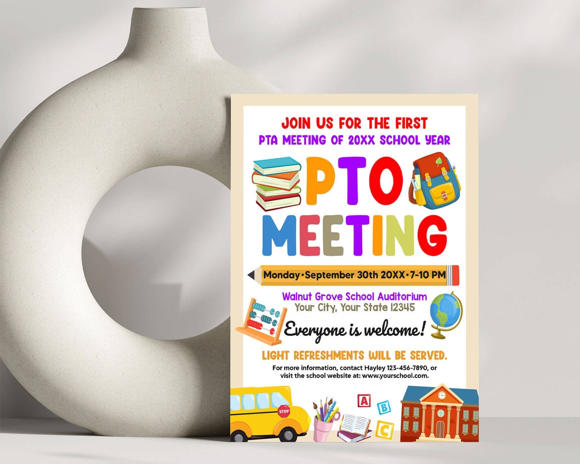 PTO PTA Meeting Template, Back to School Flyer, Editable Coffee Meeting ...