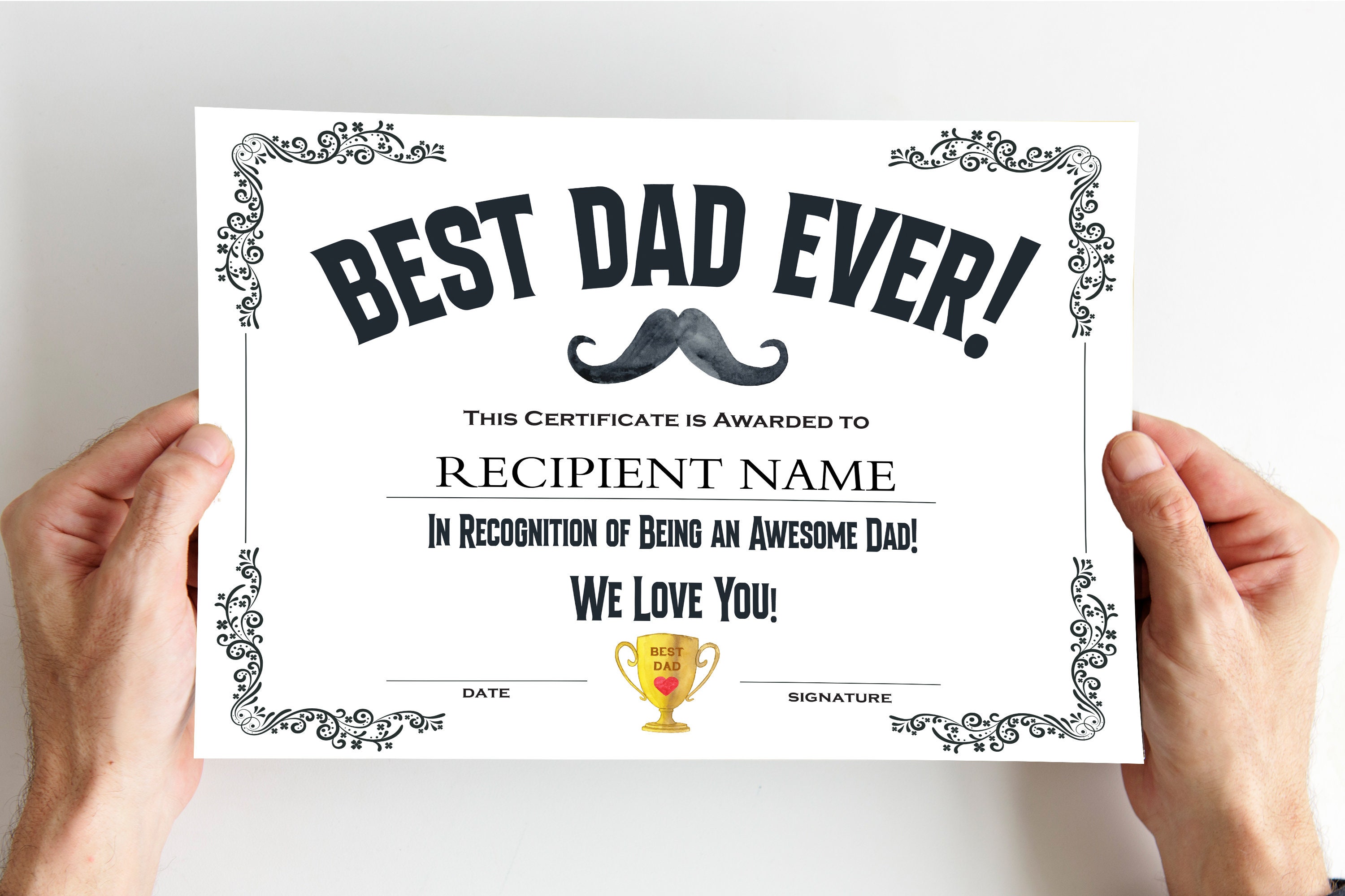 Father Certificate Best Dad Ever Certificate Award - Etsy