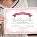 EDITABLE Pink Baby Dedication Certificate Template, Girl Baby ...