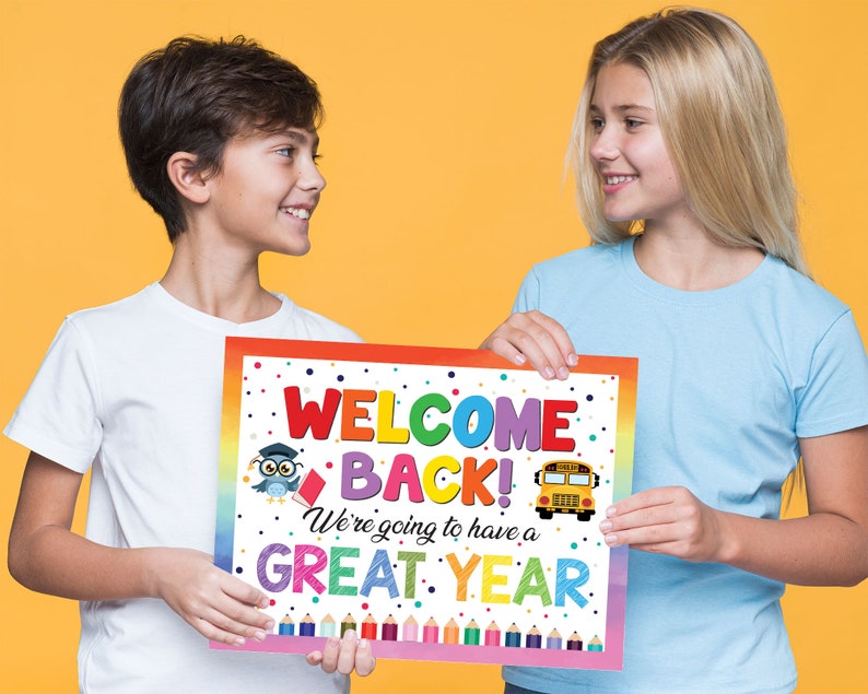 Back to School Welcome Sign PRINTABLE Colorful Welcome Back - Etsy