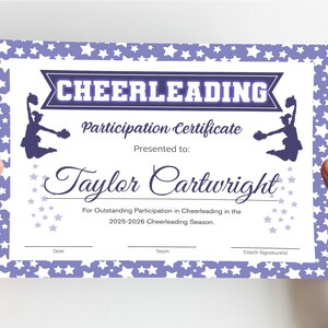 Editable Cheerleader Certificates Bundle, Cheer Team Gifts Purple and ...