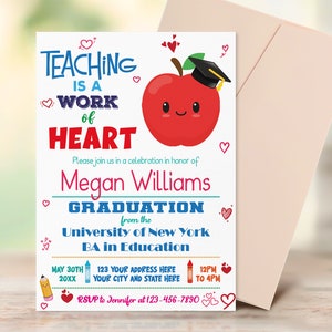 Teacher Graduation Invitation Template, Editable Teacher Graduation ...